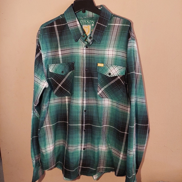 DIXXON | Shirts | Dixxon The Reilly Deep Green And Black Plaid Flannel ...